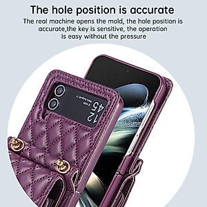 for Samsung Galaxy Z Flip 5 Wallet Case with Card Holder, Rhombus Crossbody Lanyard PU Leather Wallet for Women Men Protective Case,Pink,for Samsung Z Flip 3