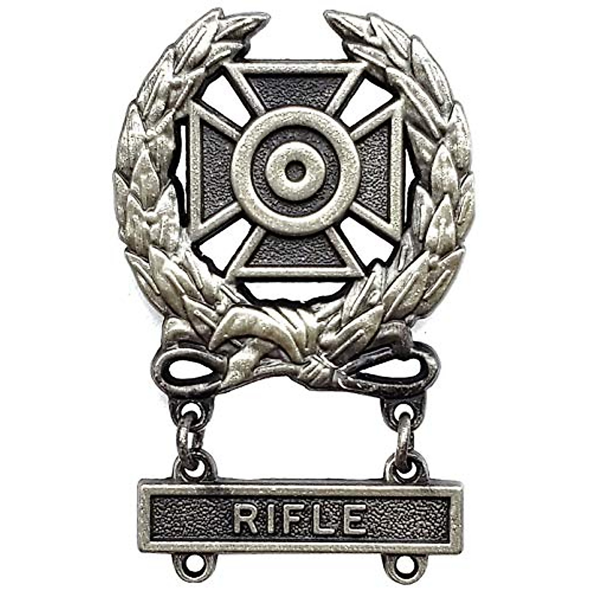 US ARMY Expert Shooting Oxidized Badge Wreath Rifle MARKSMAN Qualification Q bar