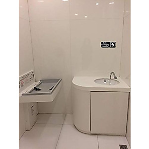 New Baby Changing Station Sign, 8 x 3 in with English and Symbol, Black for Men, Women, Unisex