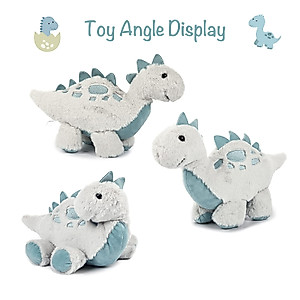 TCBunny Baby Dinosaur Bedtime Stuffed Animal Plush Toy 15", Stephan(Stegosaurus-Grey)