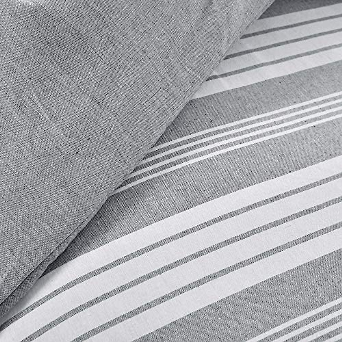 Lush Decor Gray and White Farmhouse Recycled Yarn-Dyed Cotton Stripe 5-Piece Comforter Set (King)