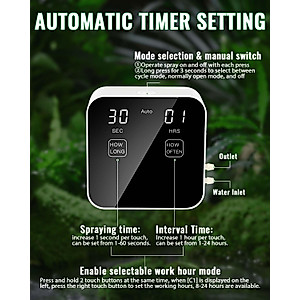 Reptile Humidifiers, Reptile Misting System, Reptile Mister Automatic with Timer, Terrarium Mister for Reptiles, Amphibians, Plants, Tank, Paludarium and Vivarium