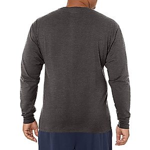 Champion Men's Classic Long Sleeve Tee, Granite Heather Small Script, Medium