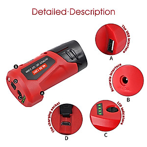 【Multi-Function】 CaliHutt 12V USB Power Charger Adapter Replacement for Milwaukee m12 12V Battery Adapter Milwaukee Heated Jacket 49-24-2310 48-59-1201 Compatible with 48-11-2420 48-11-2411 48-11-2401