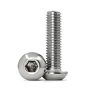 1/4-20 x 1/2" Button Head Socket Cap Bolts Screws, 304 Stainless Steel 18-8, Allen Hex Drive, Fully Machine Thread, Bright Finish, 50 PCS