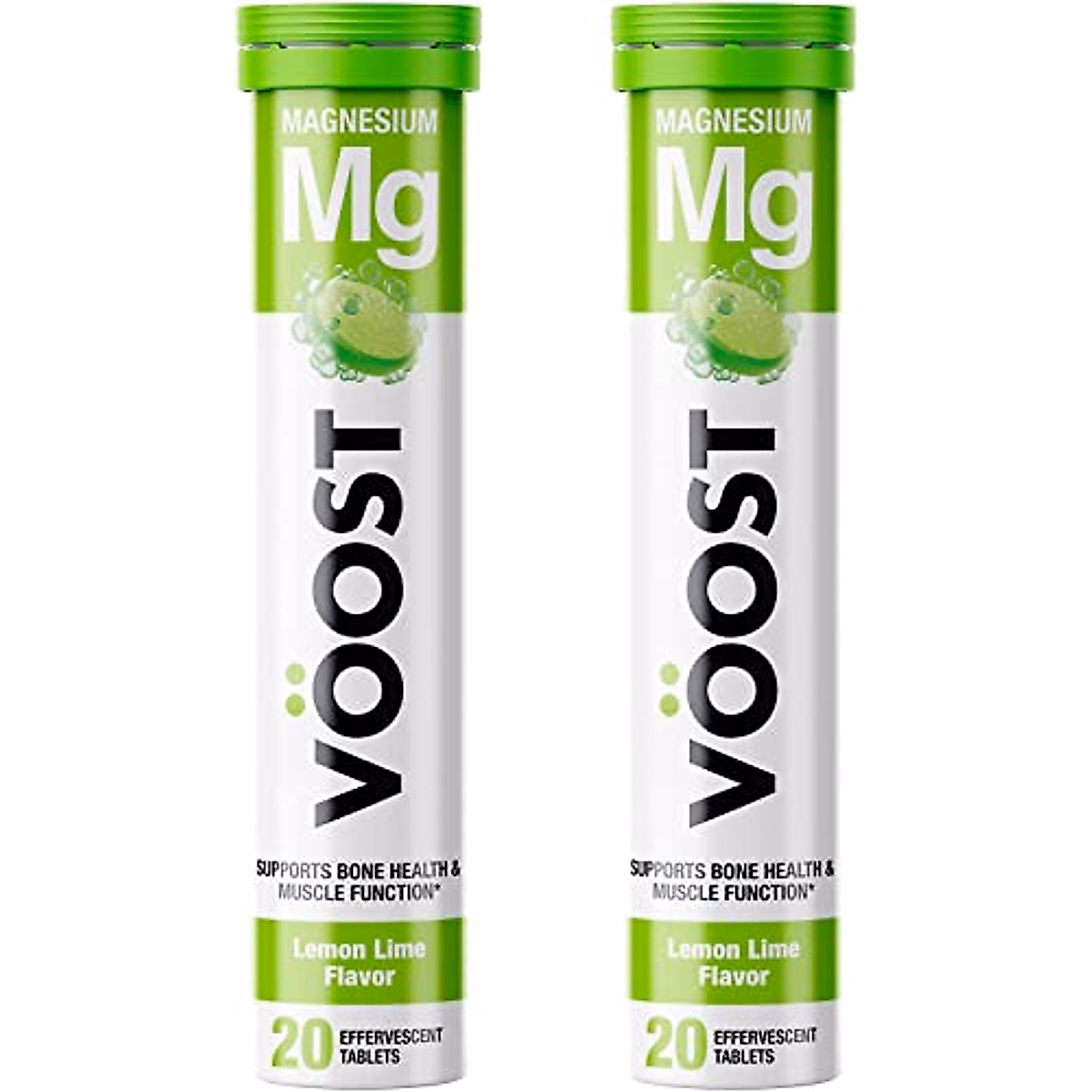 VOOST, Magnesium, Supports Bone Health and Muscle Health, Effervescent Vitamin Drink Tablet, No Sugar + Low Calorie Vitamin Supplement Blend, Lemon Lime Flavor, 40 Count