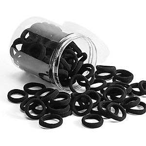 100 Pcs Baby Hair Ties, Seamless Cotton Toddler Hair Ties for Girls and Kids, Black Small Soft Hair Elastics Ponytail Holders