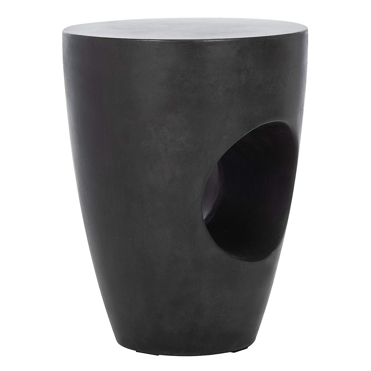 SAFAVIEH Outdoor Aishi Black Modern Concrete Round Accent Table