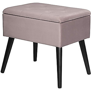 YHBM Storage Bench Chest Padded Footstool Linen Pouffe Chair Light Bed End Shoe Children Toy Box Stool Milking Stool Grey (Color : Rosa)