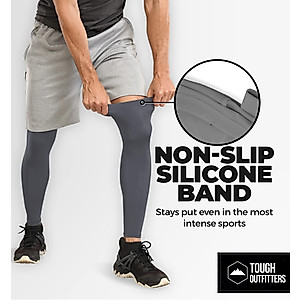 Tough Outdoors Compression Leg Sleeves - Full Leg Compression Sleeve for Men & Women, UV Leg Sleeves, Cycling Leg Warmers