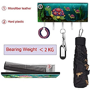 Cute Tortoise Understandturtle Babies Rack Organizer with 5 Hooks Wall Bathroom Kitchen Shelf Rack Multifunctional Storage Shelf