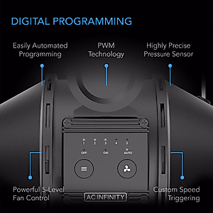 AC Infinity Automatic Duct Fan 4", Inline Fan with Differential Fan Pressure Switch, Air Vent Booster Fan for Industrial HVAC Ducting Ventilation Exhaust Systems