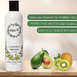 NaturAll Cleansing Sulfate-Free Avocado Shampoo | All Natural, Silicone-Free, Paraben-Free, Cruelty-Free | For Dry, Curly, Coily, or Frizzy Hair | 8 oz