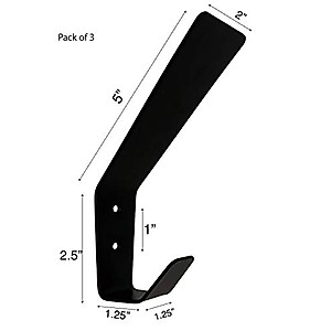 Tetra-Teknica Home Essentials Metal Wall Hook, Matte Black, 3 Pack