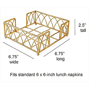 Boston International Arch Design Lunch Napkin Holder Caddy, 6.75 x 6.75-Inches, Gold Leaf
