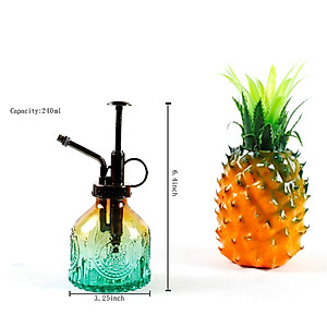 Hniuyun Glass Plant Mister Spray Bottle, 6.4 All Vintage Plant Spritzer Watering Can, Bronze Plastic Top Pump, Plant Mister Glass Watering Garden Tool (Yellow Green Gradient)