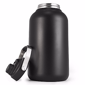 One Gallon Water Bottle, 128oz Stainless Steel Insulated Water Bottle For Hot & Cold Drinks, BPA-Free, Wide Mouth, Leak-Proof Big Water Jug With Handle For Sports, Travel, Hinking & Camping, Black