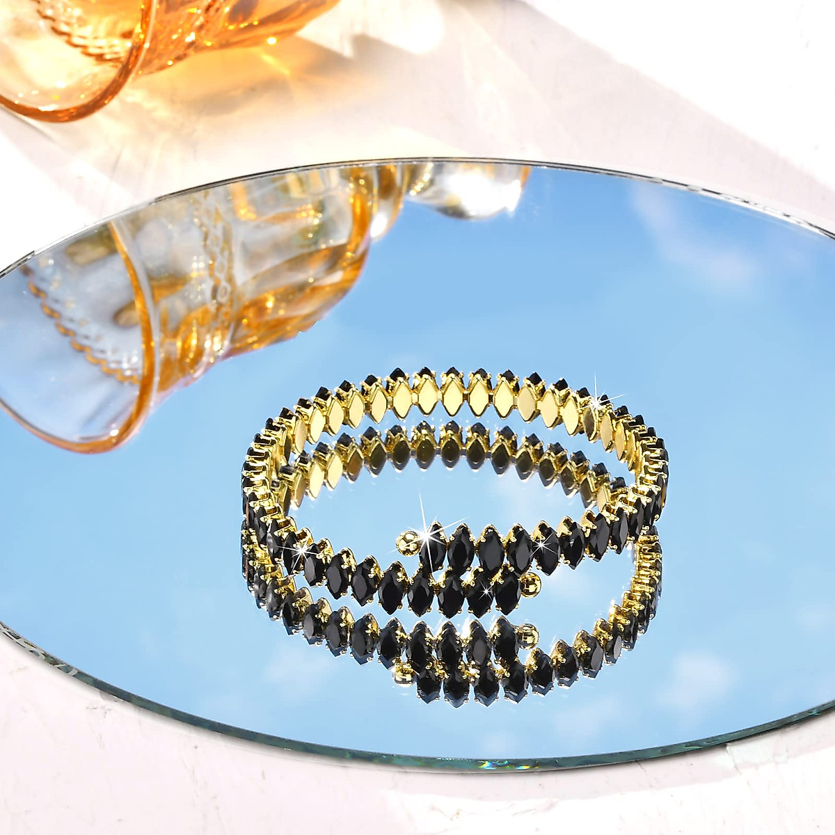 Cuff Tennis Bracelets for Women - Adjustable 8mm Cubic Zirconia Dainty Classic Tennis Bracelet Fashion Jewelry Wedding Party Birthday Gift for Her Girlfriend Mom Wife Daughter Size 6.0-8.5 Inch