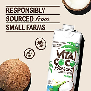 Vita Coco Organic Coconut Water, Pressed, More "Coconutty" Flavor, Natural Electrolytes, Vital Nutrients, 16.9 Fl Oz (Pack of 12)