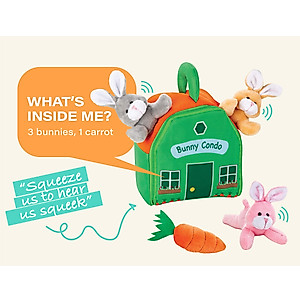 Etna 5-Piece Bunny Condo Play Set with Sounds - Stuffed Rabbit Carrier and Tiny Plush Bunnies for Imaginative Play