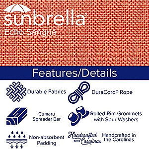 Hatteras Hammocks Echo Sangria Sunbrella Tufted Single Swing, 350 LB Weight Capacity, Handcrafted in The USA, Perfect for Indoor or Outdoor Use