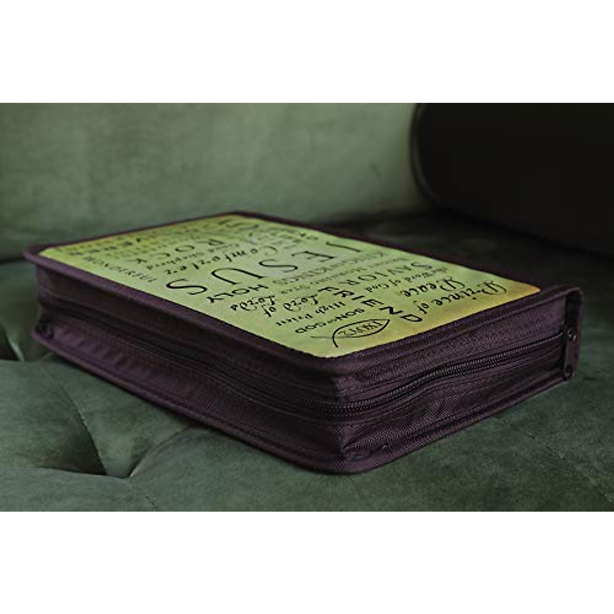 Names of Jesus Bible Cover, Zippered, with Handle, Canvas, Brown, Large