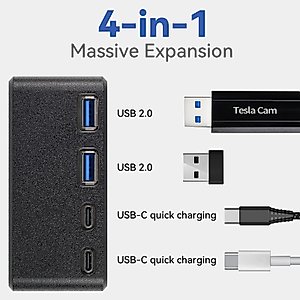 USB Extender for Center Console Docking Station for Tesla Model 3/Y 2021 2022 2023 and Tesla Model X/S 2022 Accessories
