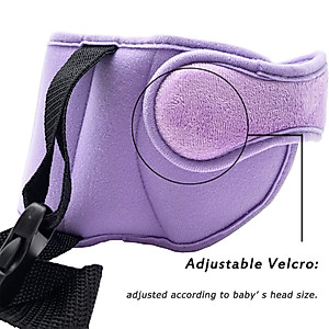 StoHua Adjustable Baby Car Seat Head Support Band, Baby Safety Car Seat Neck Relief Hold, Comfortable Head Hold Head Strap for Baby, Kids, Children, Purple
