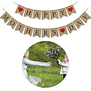 Happy Mothers Day Banner Rustic Mothers Day Party Decoration Supplies | Mothers Day Gifts from Son and Daughter