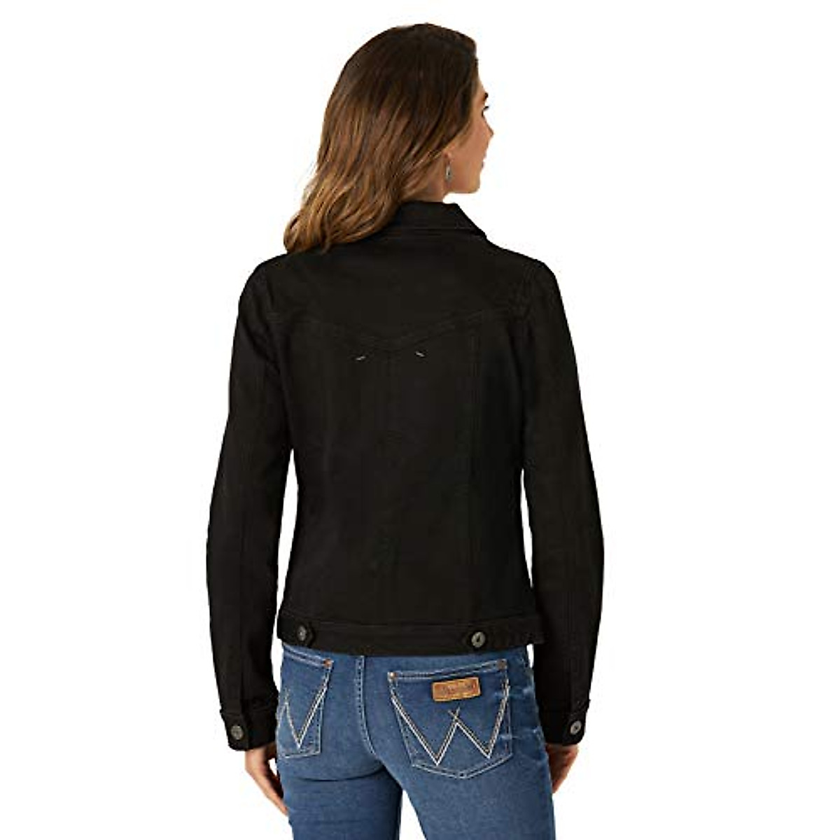Wrangler Authentics Women's Stretch Denim Jacket, Black, X-Large