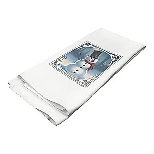 Snowman Christmas Decoration Classic Winter Scene Snowman Decorative Kitchen Tea Towel White