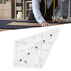 45 Degrees Quilting Ruler - Clear Sewing Ruler for Precise Measurements - Sturdy Plastic Quilting Ruler for Sewing Supplies - Transparent and Durable Sewing Ruler(16in)