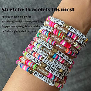 KIWILEPI Bachelorette Party Favors, 12pcs Team Bride Beaded Bracelets Pink Blush Bride Tribe Gifts, Bridesmaid Proposal Gift Bridal Shower Favor Beach Wedding Bride Accessories