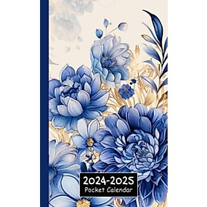 pocket calendar 2024-2025 for purse: 2 Year Small Size - Flower Cover Design