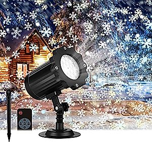 Christmas Projector Lights Outdoor, Snowflake LED Projector Lights with Remote Control, IP65 Waterproof Landscape Decorative Lighting for Xmas, Halloween, Party