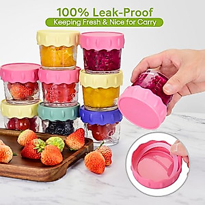 6-Pack Baby Food Storage Containers, 4 Oz Glass Baby Food Jars with Leak-proof Silicone Ring and Lid, Baby Food Containers Freezer Safe for Baby Food Maker, Microwave, Dishwasher