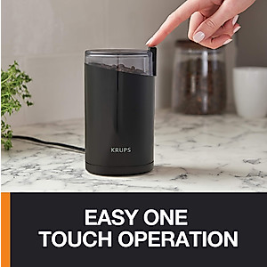 Krups One-Touch Coffee and Spice Grinder 12 Cup Easy to Use, One Touch Operation 200 Watts Coffee, Spices, Dry Herbs, Nuts Black