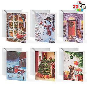 JOYIN 72 PCs Cute Merry Christmas Greeting Cards with Envelopes for Holiday Parties, Gift Giving, Winter Christmas Season, present Giving, Xmas Gifts Cards