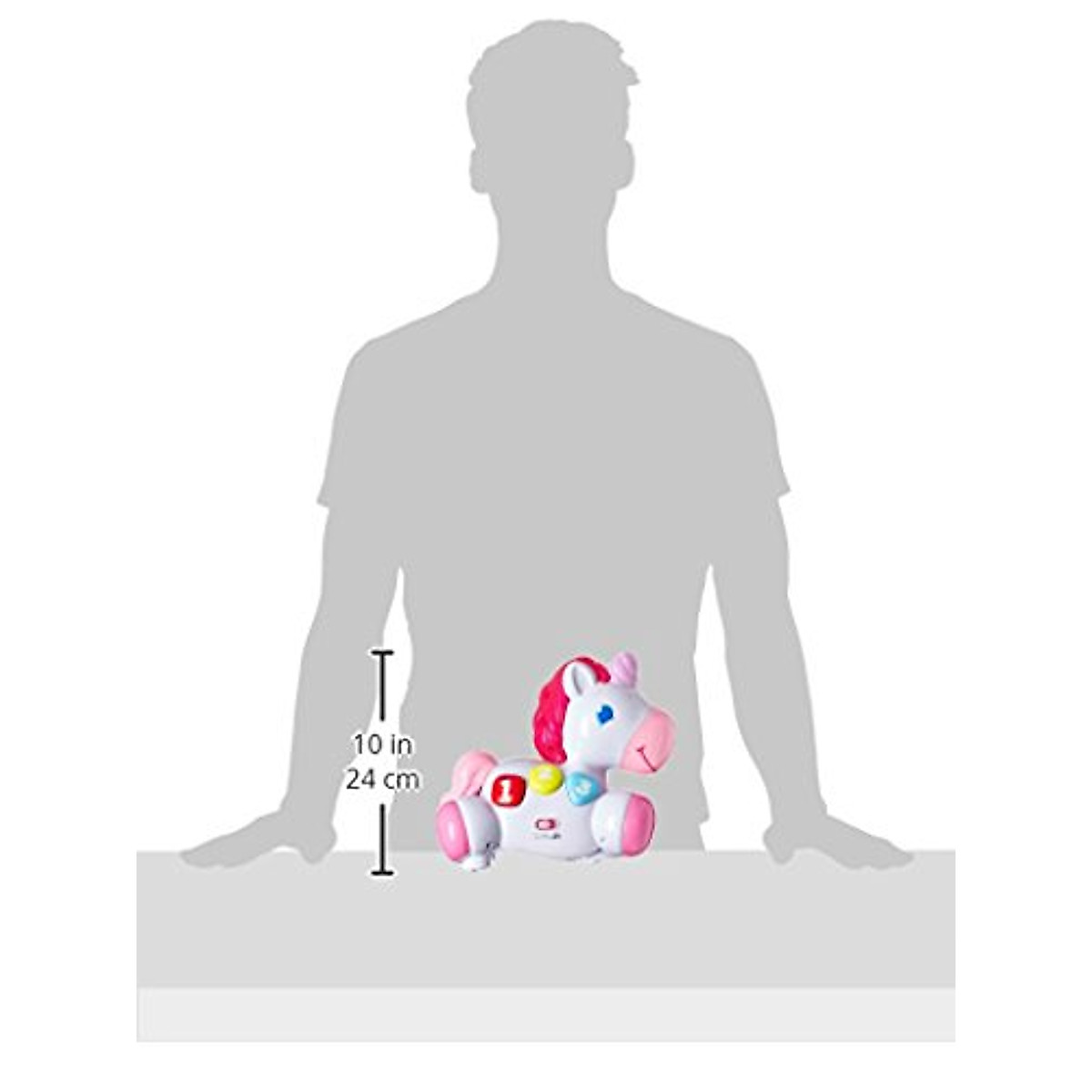 Bright Starts Rock & Glow Unicorn Crawling Baby Toy with Lights and Melodies, Age 6 Months +, Pink