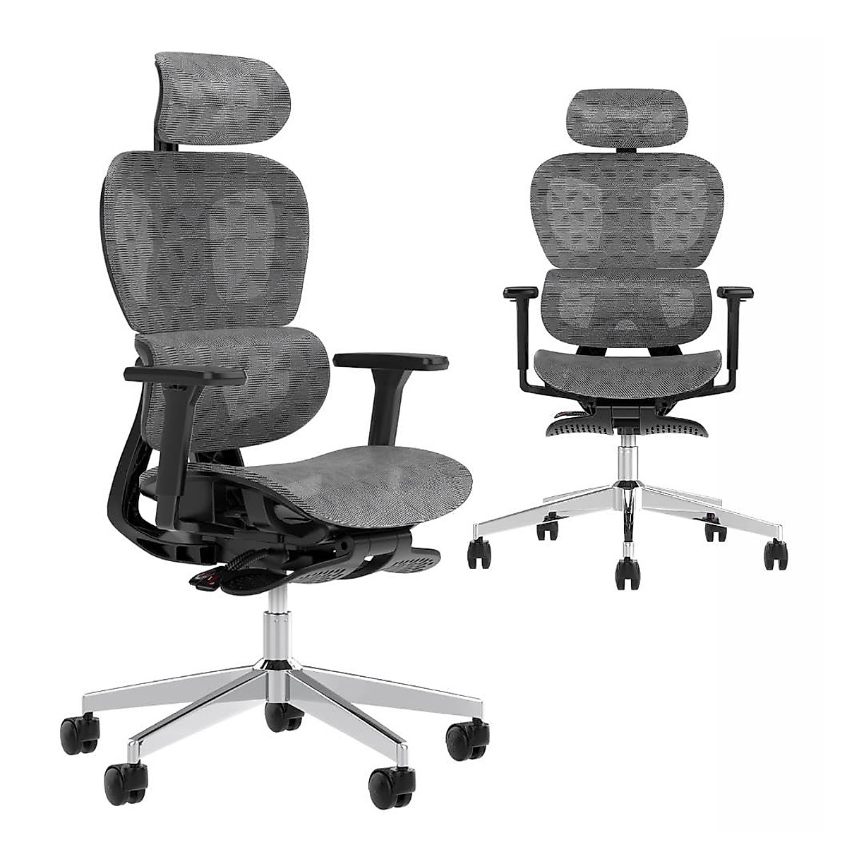 Ergonomic Office Chair Ergo3D Rolling Desk Chair with 3D Adjustable Armrest,High Back Desk Computer Chair Mesh Computer Executive Swivel Grey