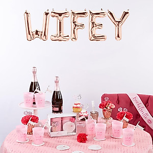 Wifey Balloons Rose Gold Bachelorette Party Banner Bride To Be/We are Engaged/Will You Marry Me/Bridal Shower/Just Married/Wife To Be/Wedding Themed Happy Anniversary Party Supplies Decorations