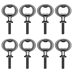 Ohiyoo Metal Bottle Opener Kits 8 Pack Blank Stainless Steel Bottle Opener Insert DIY Bottle Opener Hardware Bottle Opener Inserts for Wood Turning Kits Flat Bottle Opener Inserts Kit (Black)