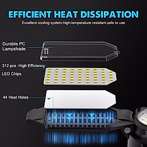 AYSEMO Garage Light Bulb 100W 10000LM Light Bulbs LED with 5 Adjustable Panels, E26/E27 Garage Led Lights Screw in 6000k Daylight Garage Lights Ceiling LED for Barn Attic Warehouse-2 Pack