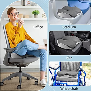 Homaisson Seat Cushion, Memory Foam Office Chair Cushions, Seat Pillow for Tailbone/Back/Sciatica Pain Relief, Non-Slip Desk Chair Cushion