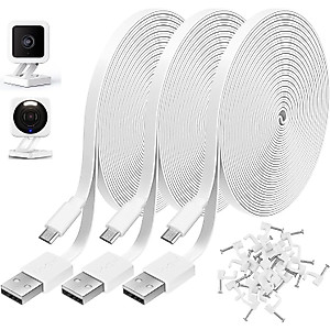 3 Pack 16.4FT Power Extension Cable Compatible with Wyze Cam v4,Wyze Cam v3,WyzeCam,WyzeCam Pan,Eufy,Kasa Cam,Nest Cam,Blink,USB to Micro USB Durable Charging and Data Sync Cord for Security Camera