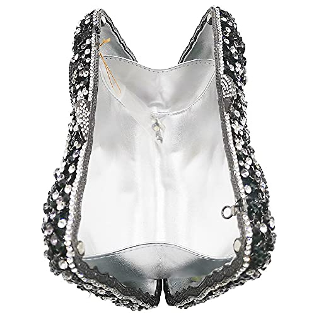 Boutique De FGG Women Crystal Clutch Evening Bags Wedding Party Rhinestones Handbags Ladies Gala Dinner Purses (Black&Grey)