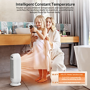 Eigffole Space Heaters for Indoor Use, Portable Electric Heater for Large Room 1500W/700W 3 Mode Switching Fast Heat in 3s Timer Remote Control Ceramic Thermostat Oscillating for Room Office Desk