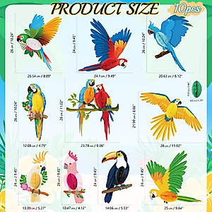 GuassLee Jungle Tropical Party Decorations Birds Honeycombs - Tropical Parrots Paper Cutouts Honeycombs Hanging Decorations for Hawaiian Luau Tiki Party Decor Supplies 10pcs