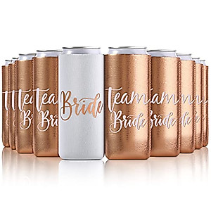 Bachelorette Slim Can Cooler Sleeves for Bridal Party 13 Pcs Bride Can Cooler Skinny Can Sleeves for Bachelorette Party Favor Bridal Shower Wedding Party Favors