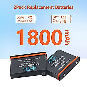 REYTRIC 2-Pack ONE X3 Batteries and 3-Channel USB Charger for Insta360 ONE X3 Action Camera